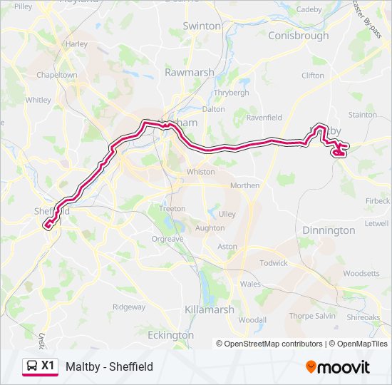 x1 Route: Schedules, Stops & Maps - Sheffield Centre (Updated)
