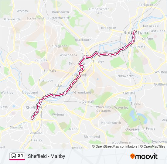 x1 Route: Schedules, Stops & Maps - Rotherham Town Centre (Updated)