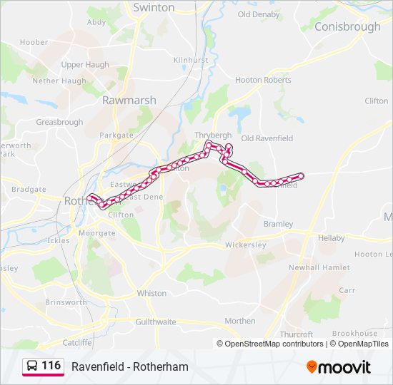 116 Route: Schedules, Stops & Maps - Rotherham Town Centre (Updated)