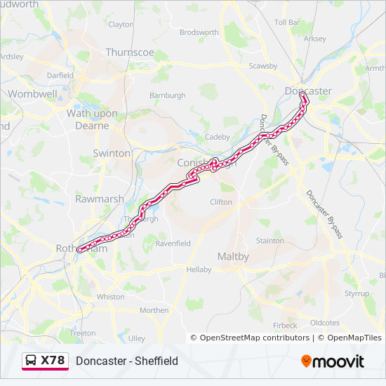 x78 Route: Schedules, Stops & Maps - Rotherham Town Centre Doncaster ...