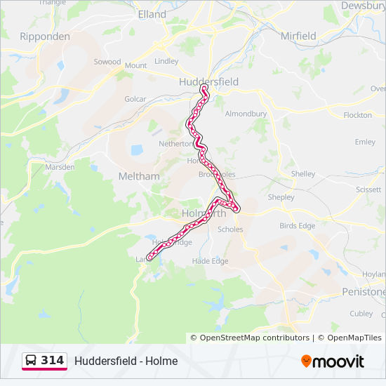 314 Route: Schedules, Stops & Maps - Holme Huddersfield Town Centre ...