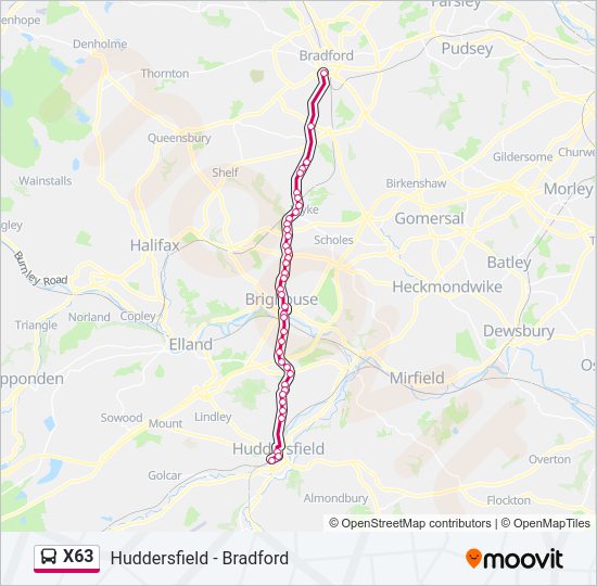 x63 Route: Schedules, Stops & Maps - Huddersfield Town Centre (Updated)
