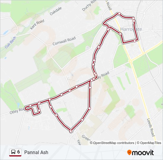 6 Route: Schedules, Stops & Maps - Pannal Ash (Updated)