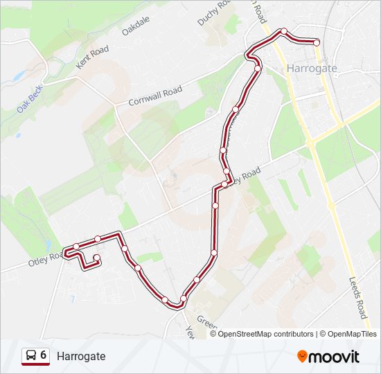 6 Route: Schedules, Stops & Maps - Harrogate (Updated)