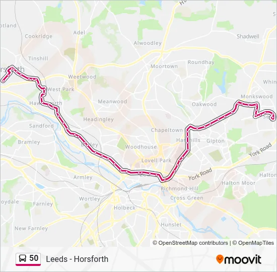 50 Route: Schedules, Stops & Maps - Horsforth the Green (Updated)