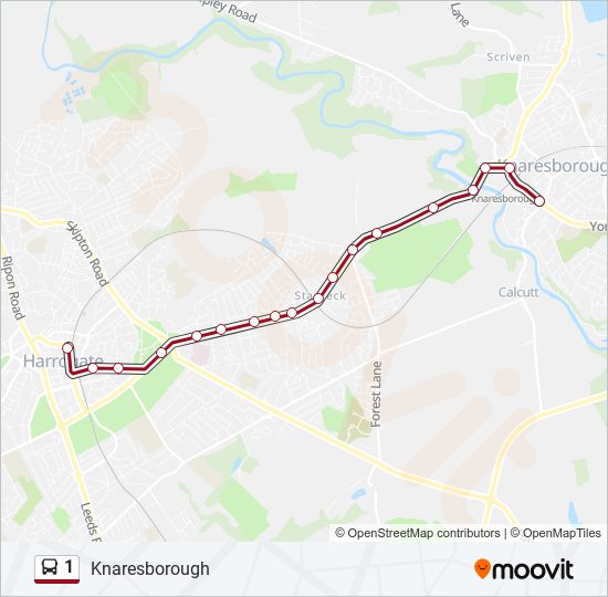 1 Route: Schedules, Stops & Maps - Knaresborough (Updated)