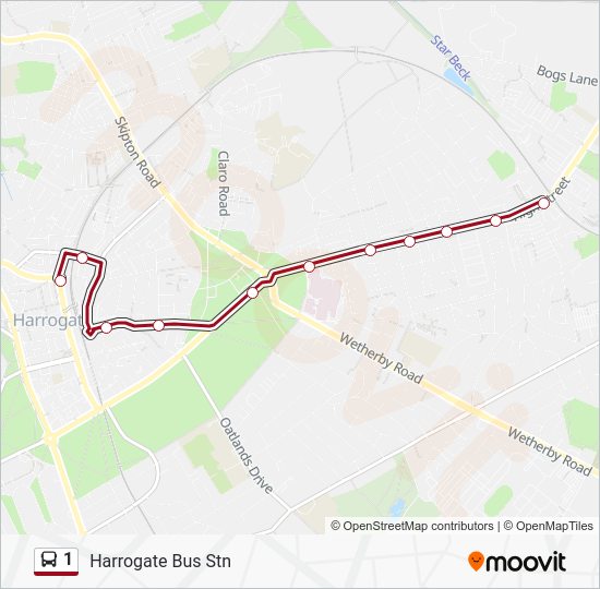 1 Route: Schedules, Stops & Maps - Harrogate Bus Stn (Updated)