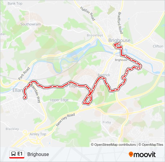 e1 Route: Schedules, Stops & Maps - Brighouse (Updated)