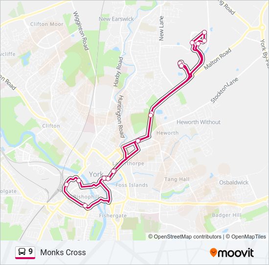 9 Route: Schedules, Stops & Maps - Monks Cross (Updated)
