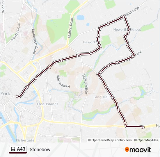 A43 Route: Schedules, Stops & Maps - Stonebow (Updated)