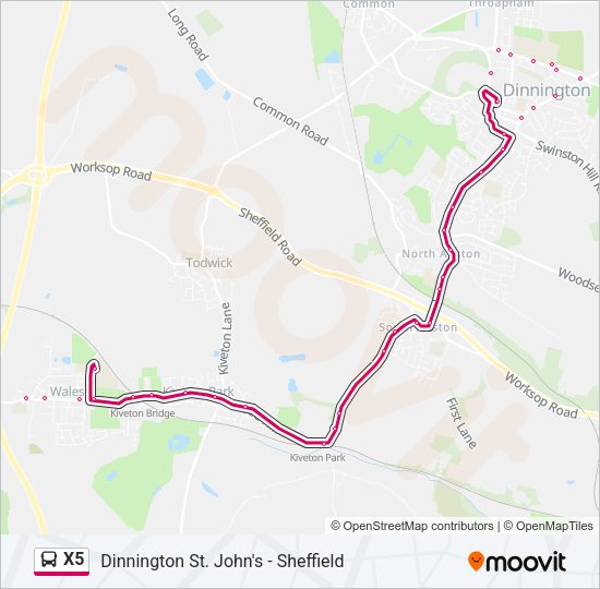 x5 Route: Schedules, Stops & Maps - Dinnington Intc (Updated)