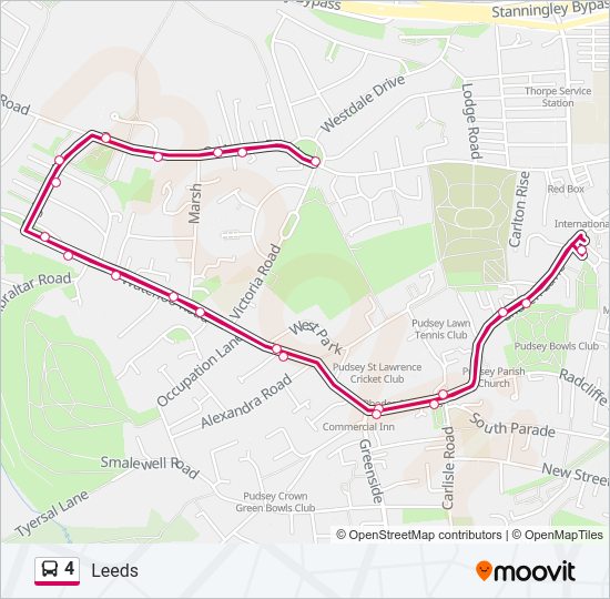 4 Route: Schedules, Stops & Maps - Pudsey Bus Stn B (Updated)