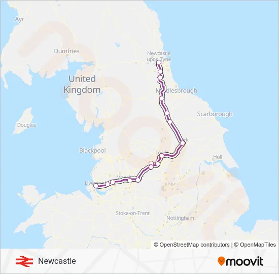TRANSPENNINE EXPRESS Route: Schedules, Stops & Maps - Newcastle (Updated)
