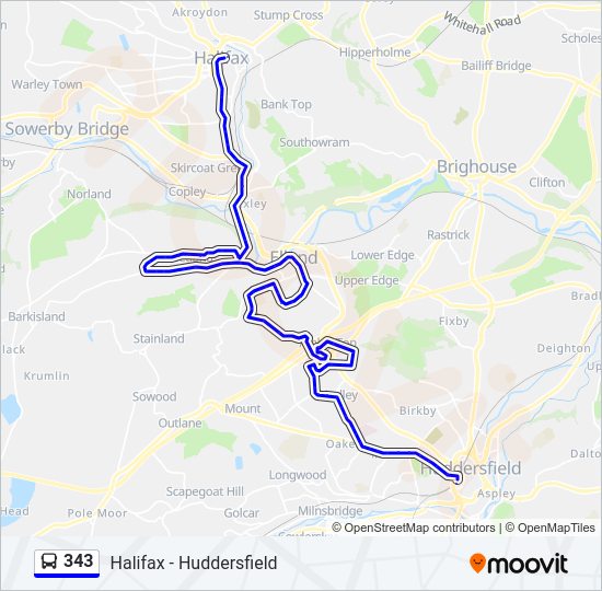 343 Route: Schedules, Stops & Maps - Huddersfield Town Centre (Updated)