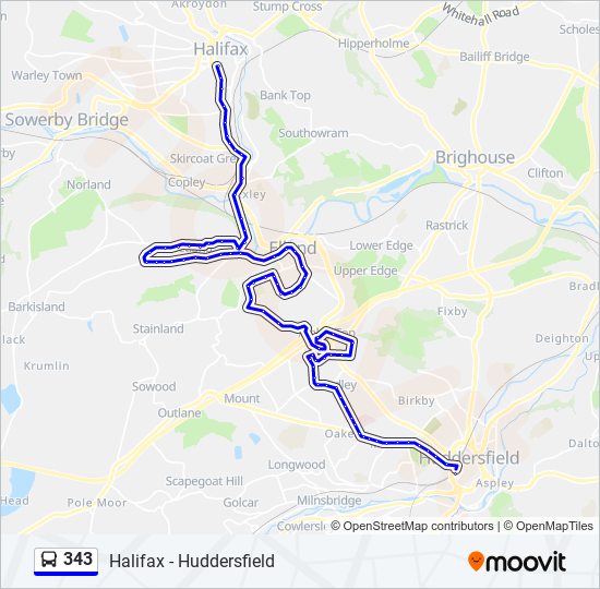 343 Route: Schedules, Stops & Maps - Huddersfield Town Centre (Updated)