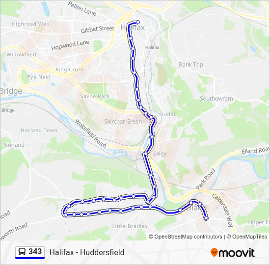 343 Route: Schedules, Stops & Maps - Elland (Updated)