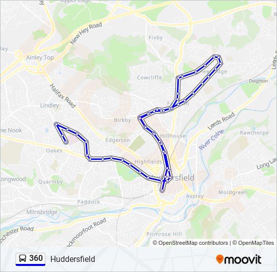 360 Route: Schedules, Stops & Maps - Huddersfield Royal Infirmary (Updated)