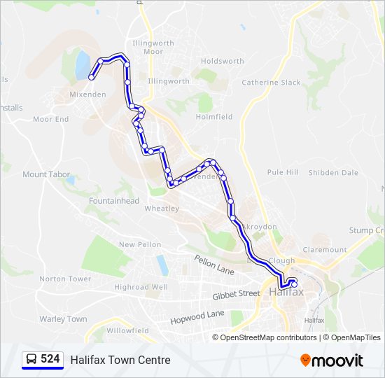 524 Route: Schedules, Stops & Maps - Halifax Town Centre (Updated)