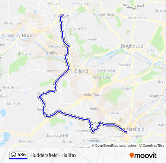 536 Route: Schedules, Stops & Maps - Huddersfield Busstn (Updated)
