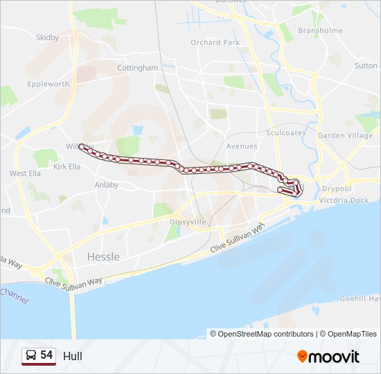 54 Route: Schedules, Stops & Maps - Hull (Updated)