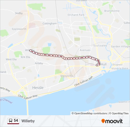 54 Route: Schedules, Stops & Maps - Willerby (Updated)