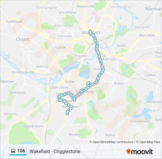106 Route: Schedules, Stops & Maps - Wakefield City Centre (Updated)