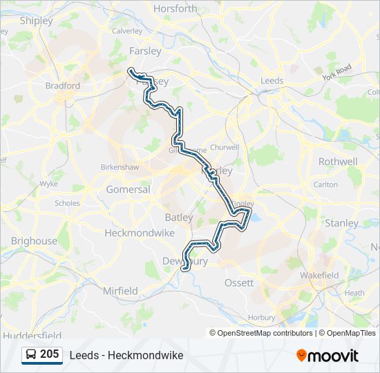 205 Route: Schedules, Stops & Maps - Pudsey (Updated)