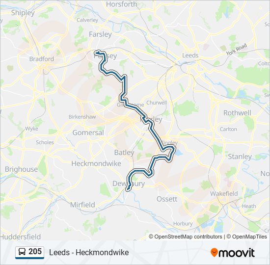 205 Route: Schedules, Stops & Maps - Dewsbury (Updated)