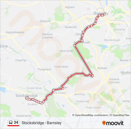 34 Route: Schedules, Stops & Maps - Stocksbridge (Updated)