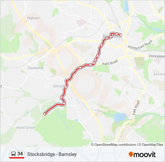 34 Route: Schedules, Stops & Maps - Barnsley Town Centre (Updated)