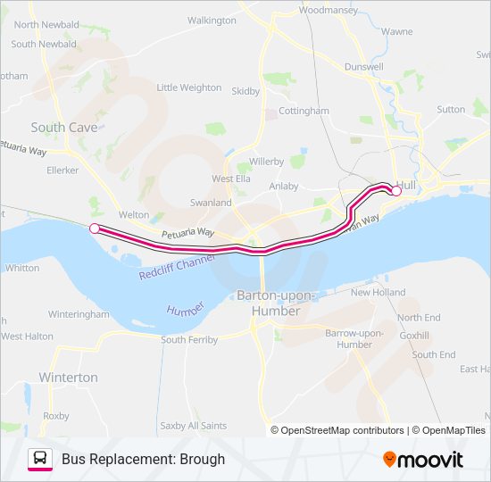 hull trains Route: Schedules, Stops & Maps - Bus Replacement: Brough ...