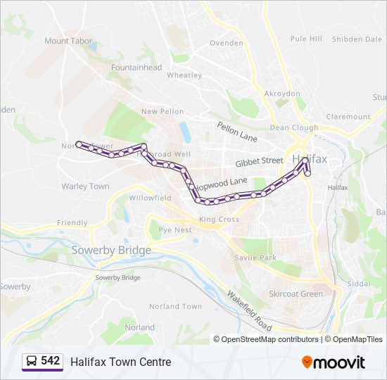 542 Route: Schedules, Stops & Maps - Halifax Town Centre (Updated)