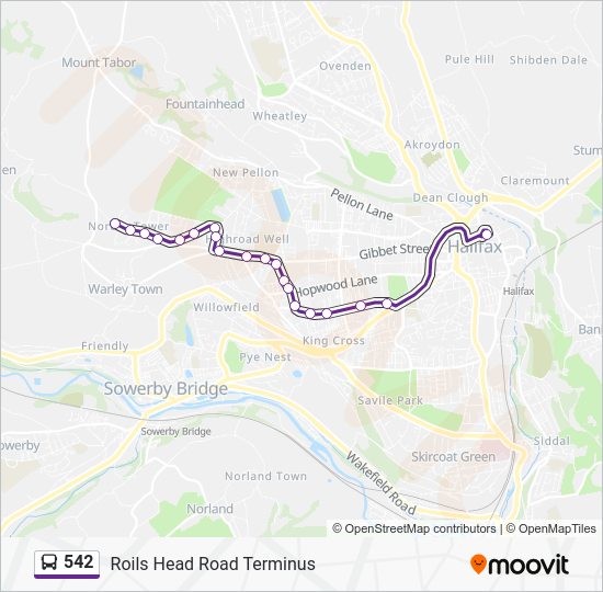 542 Route: Schedules, Stops & Maps - Roils Head Road Terminus (Updated)