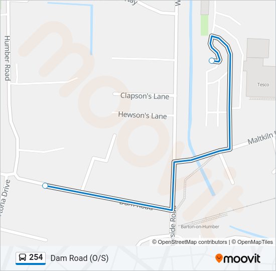 254 Route: Schedules, Stops & Maps - Dam Road (O/S) (Updated)
