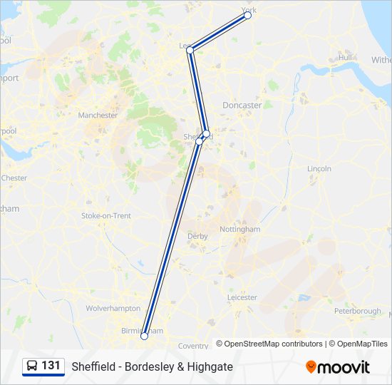 131 Route: Schedules, Stops & Maps - York - Digbeth, Birmingham (Updated)