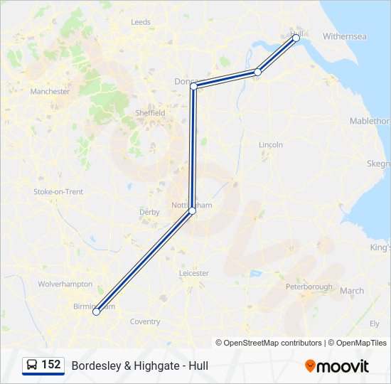 152 Route: Schedules, Stops & Maps - Hull - Digbeth, Birmingham (Updated)