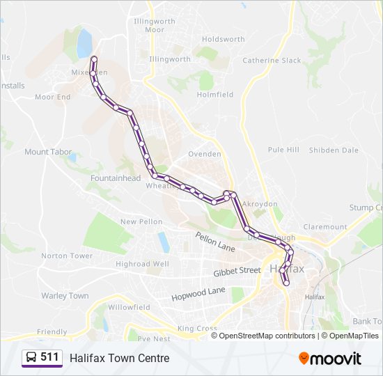 511 Route: Schedules, Stops & Maps - Halifax Town Centre (Updated)