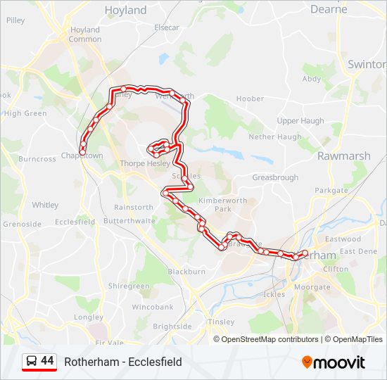 44 Route: Schedules, Stops & Maps - Rotherham Town Centre (Updated)