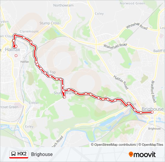 HX2 Route: Schedules, Stops & Maps - Brighouse (Updated)