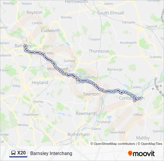 X20 Route: Schedules, Stops & Maps - Barnsley Interchang (Updated)