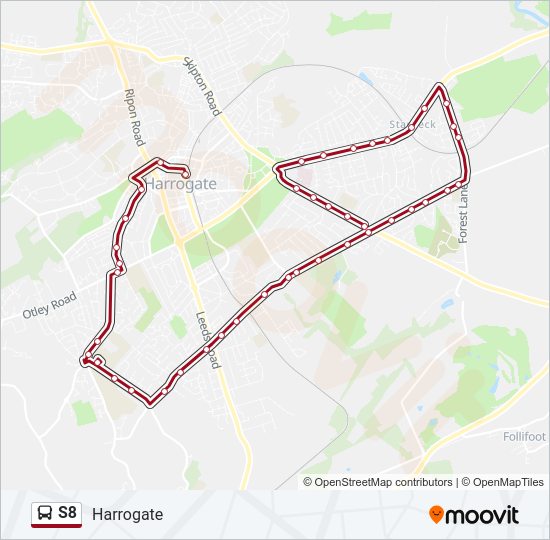 s8 Route: Schedules, Stops & Maps - Harrogate (Updated)