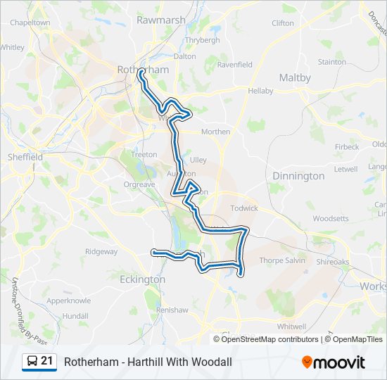 21 Route: Schedules, Stops & Maps - Rotherham Town Centre (Updated)