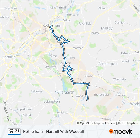 21 Route: Schedules, Stops & Maps - Rotherham Town Centre (Updated)