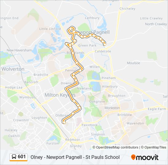 601 Route: Schedules, Stops & Maps - Newport Pagnell (Updated)