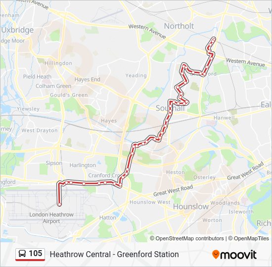 105 Route: Schedules, Stops & Maps - Heathrow Central (Updated)