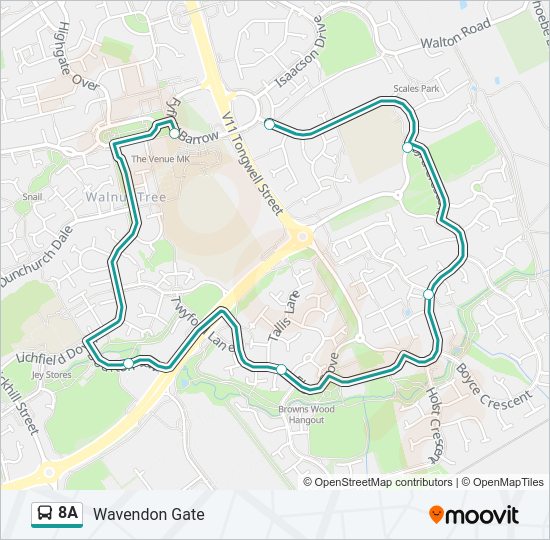 8a Route: Schedules, Stops & Maps - Wavendon Gate (Updated)