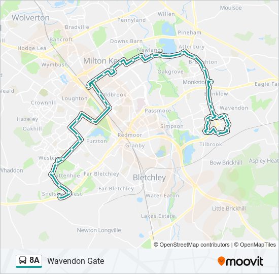 8a Route: Schedules, Stops & Maps - Wavendon Gate (Updated)