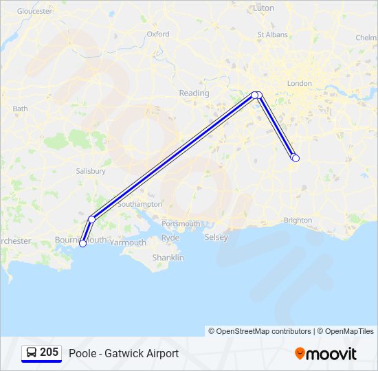 205 Route: Schedules, Stops & Maps - Bournemouth (Updated)