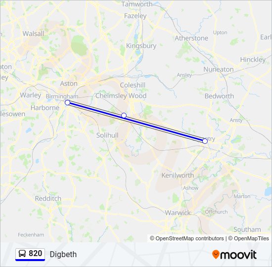 820 Route: Schedules, Stops & Maps - Digbeth (Updated)