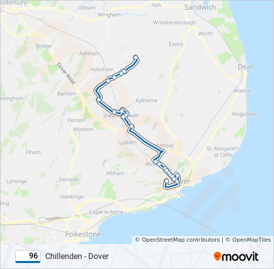96 Route: Schedules, Stops & Maps - Chillenden (Updated)